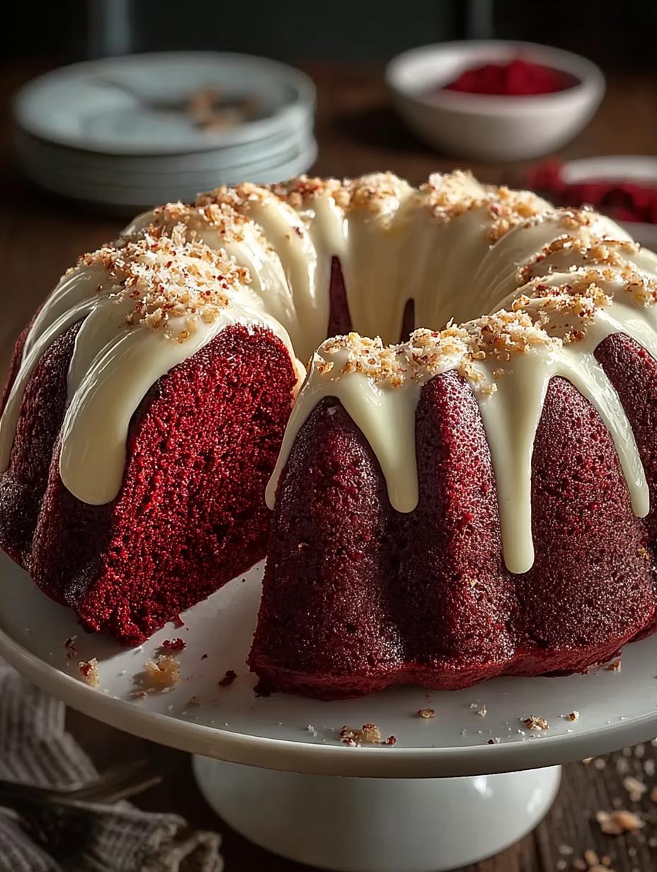 Delicious Red Velvet Bundt Cake with Cream Cheese Icing - RecipesBySophia