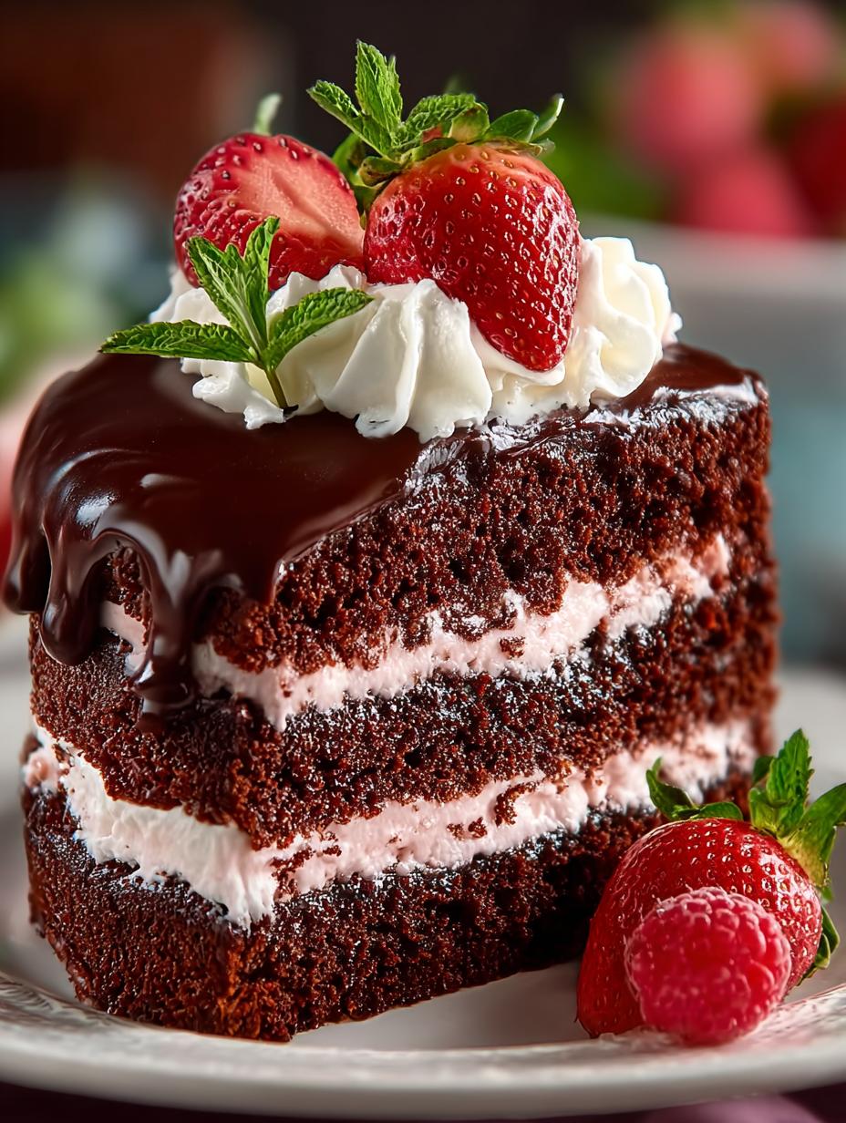 Decadent Chocolate Kahlua Cake with Strawberry Frosting - RecipesBySophia