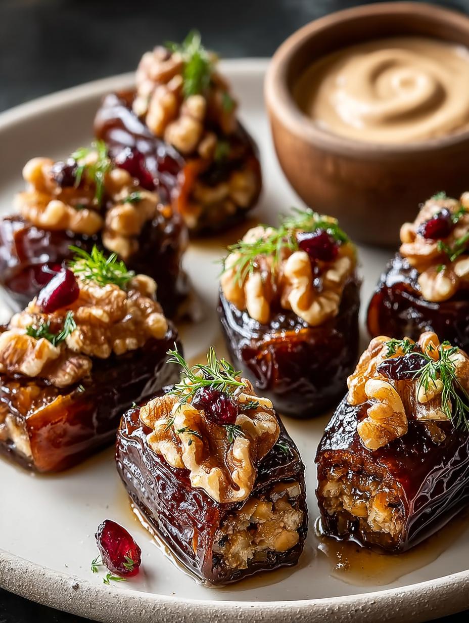 Delicious Stuffed Dates with Walnut & Tahini Recipe - RecipesBySophia